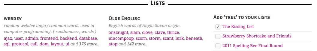 Wordnik’s New Word Page: Lists - Wordnik
